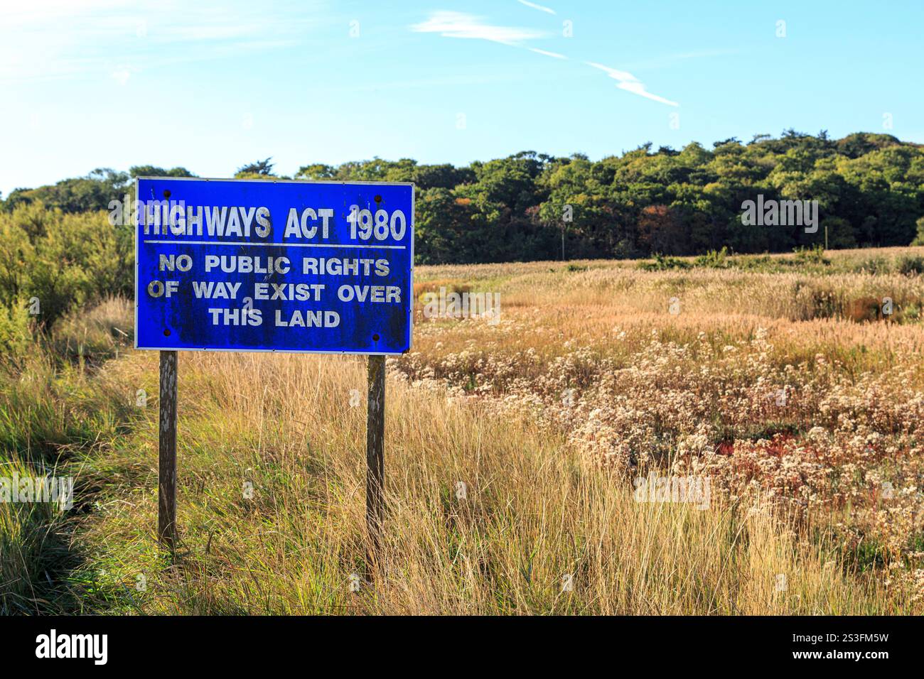 Highways Act 1980 sign restricting rights of way across the land ...