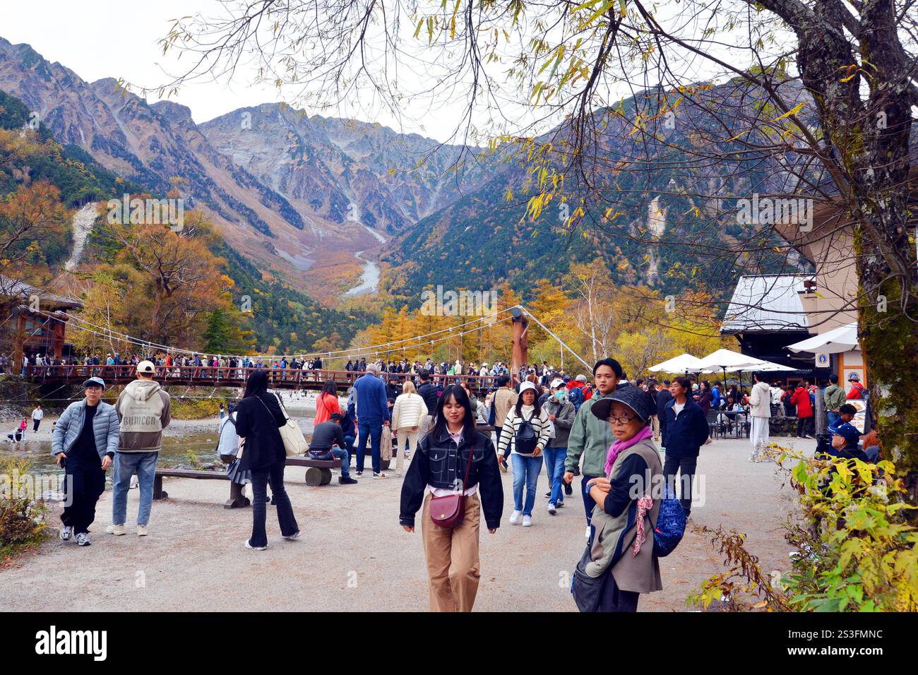 Kamikochi National Park, Matsumoto Japanese Alps, Japan. Crowds are drawn to the beauty of the ...