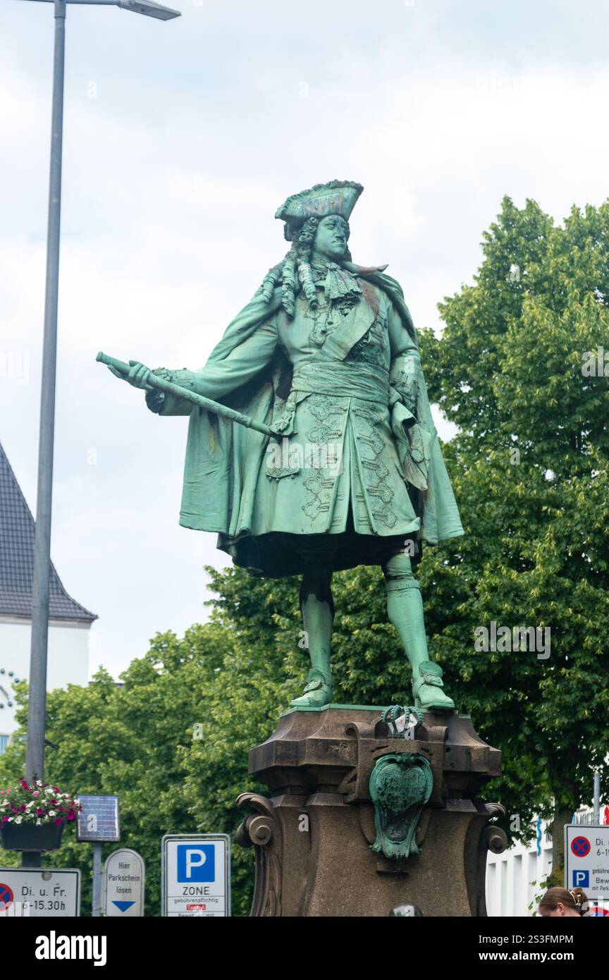 Moers, Germany - May 23, 2024: Frederick I of Prussia statue at market ...
