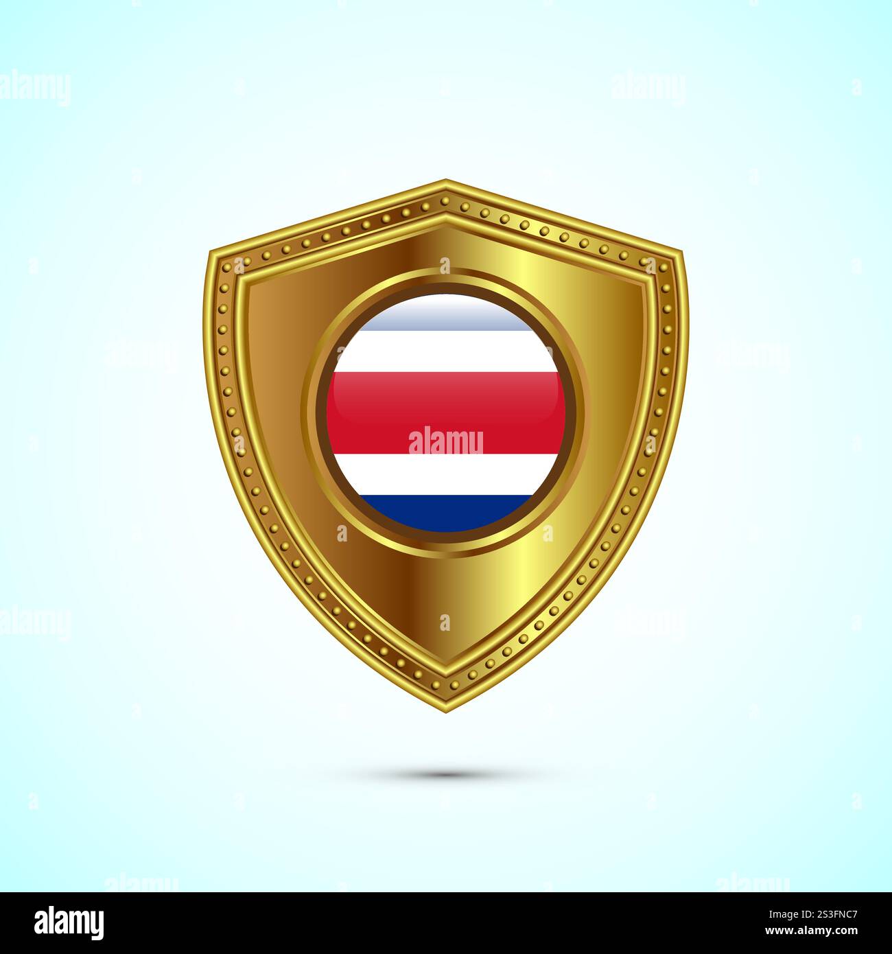 Rounded flag of Costa Rica with glossy gold shield Stock Vector Image ...