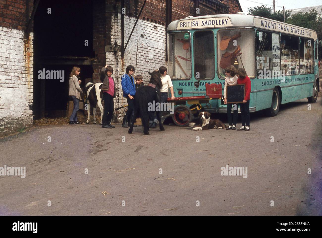 1960s, youngsters outside Mount Farm Stables, Penn, Wolverhampton ...