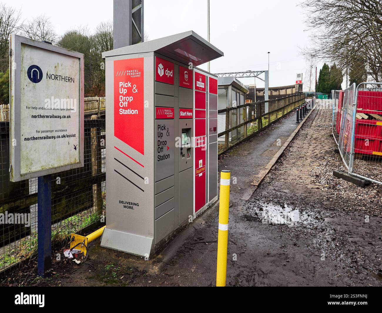 Salford, Manchester, UK, 01-04-2025: Outdoor parcel locker system at a ...