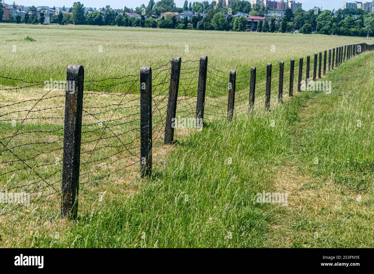Lublin, Poland - May 26, 2024: Barbed fence at Majdanek Nazi ...