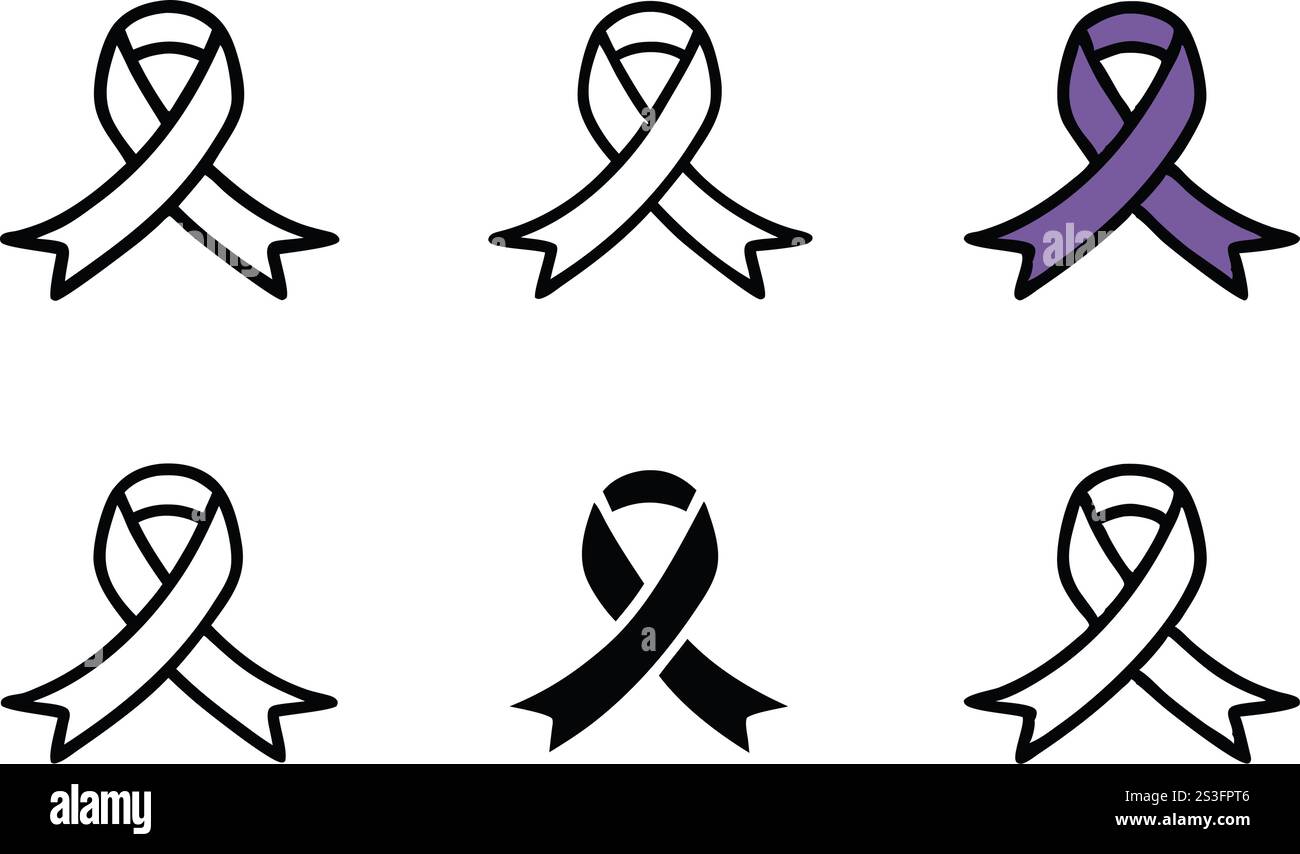 Minimalist ribbon icons featuring purple and yellow designs, ideal for ...