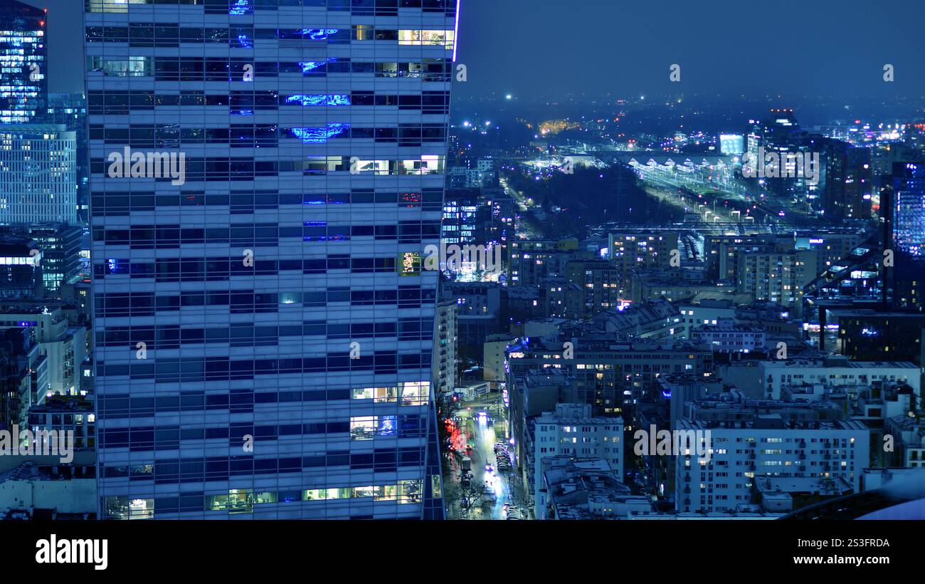 Aerial photography of modern architectural landscapes at night. Lights ...