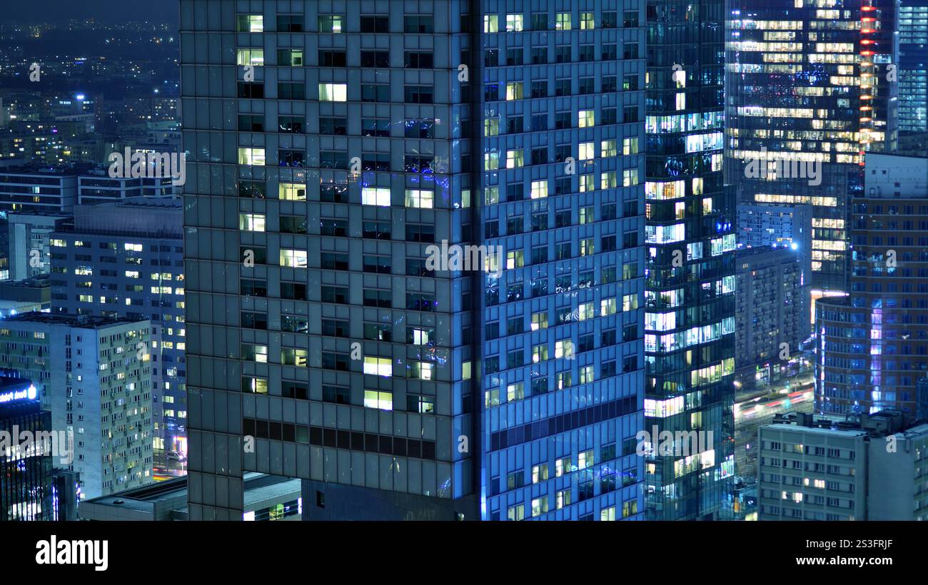 Aerial photography of modern architectural landscapes at night. Lights ...