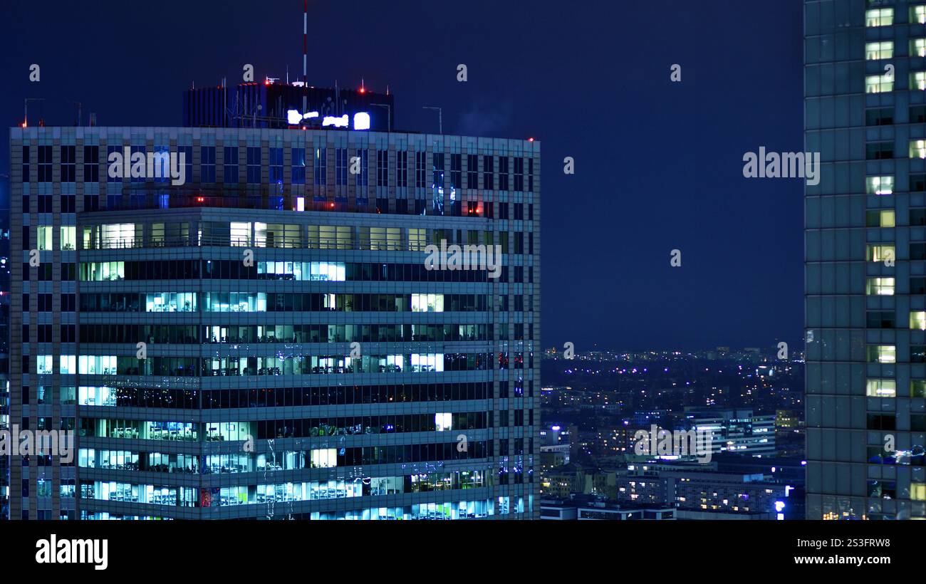 Aerial photography of modern architectural landscapes at night. Lights ...