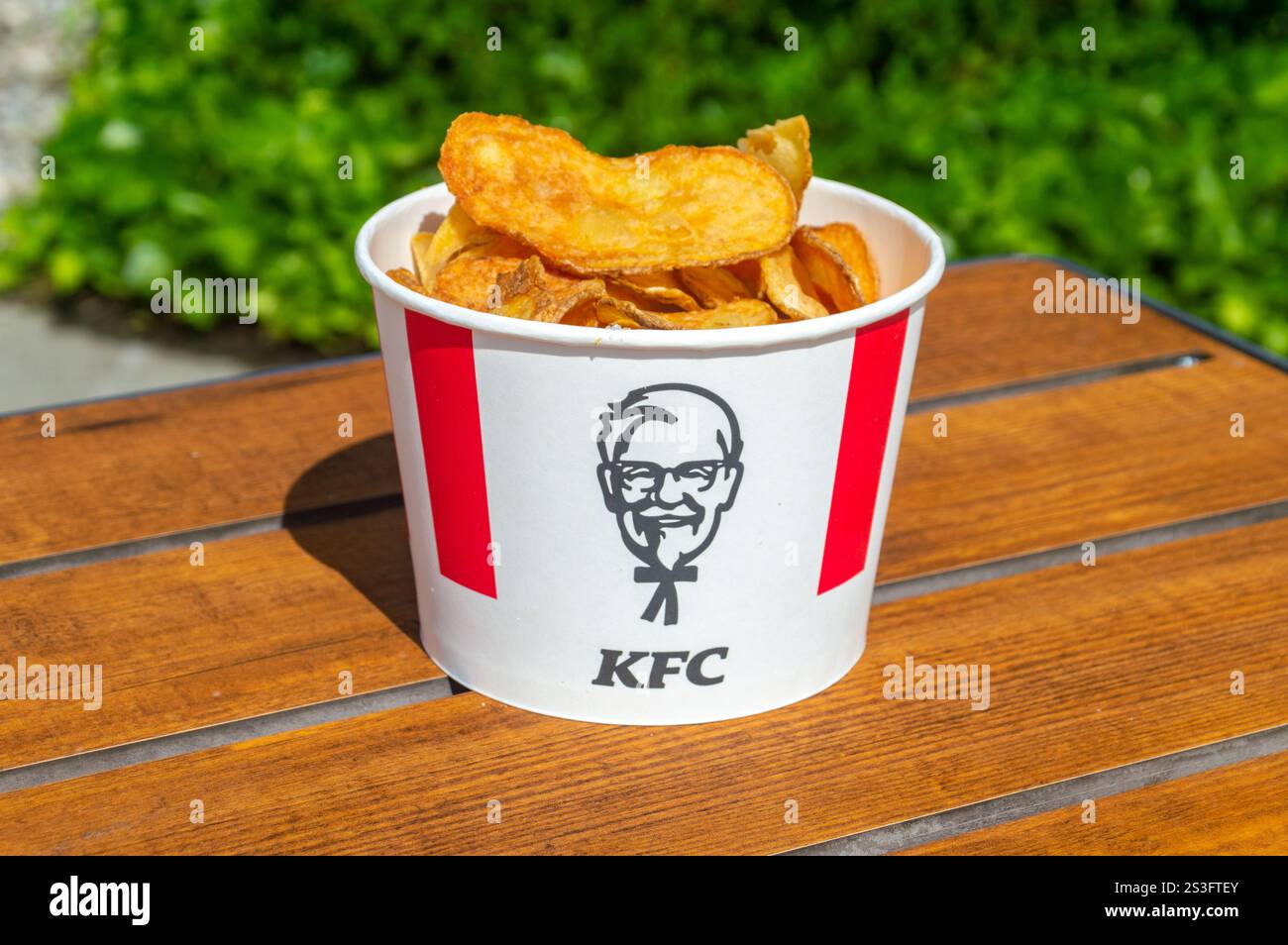 Ansfelden, Austria - June 2, 2024: KFC chips buckets Stock Photo - Alamy