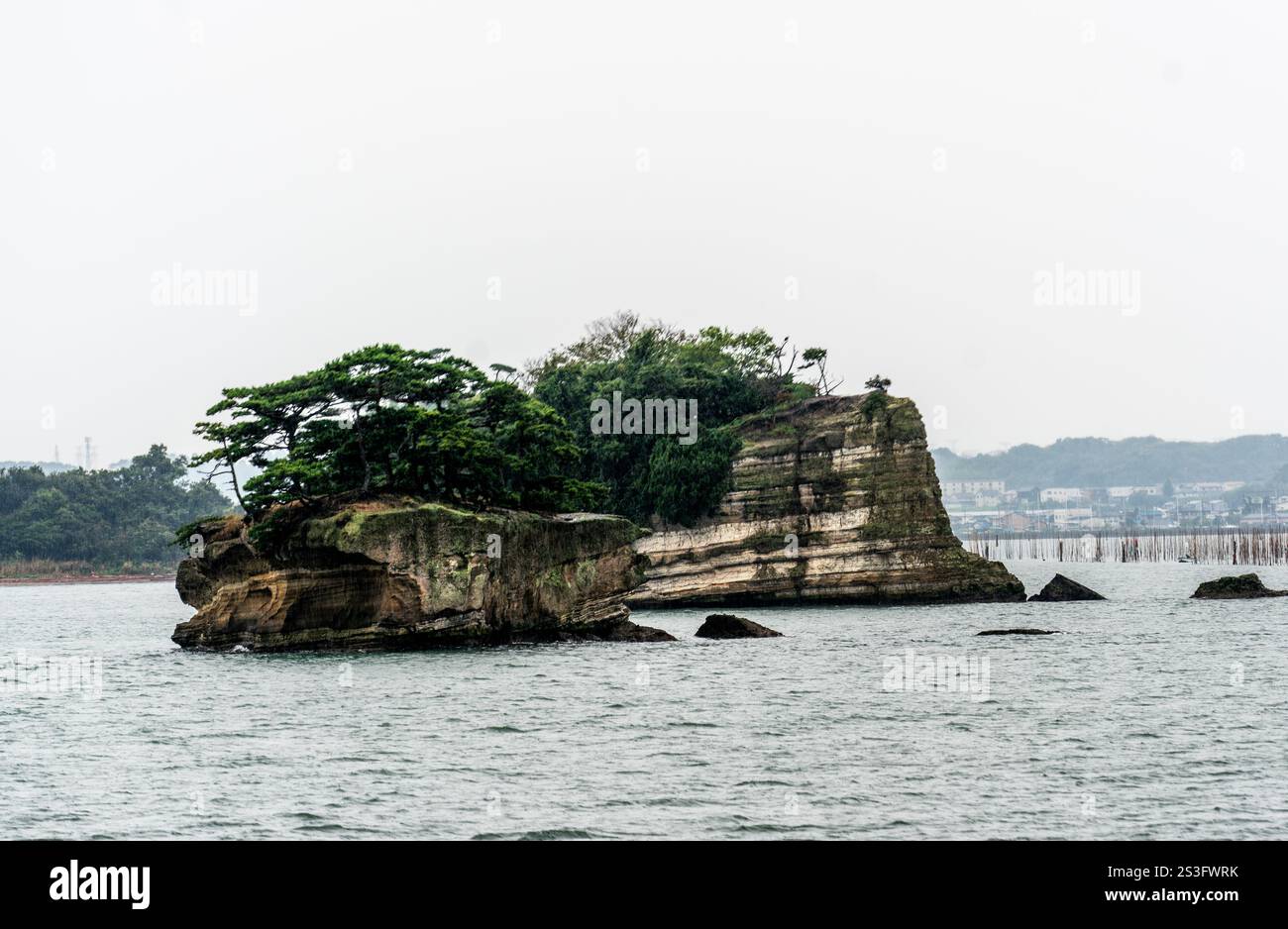 The rock formations in Matsushima Bay, Japan, are made of tuff ...