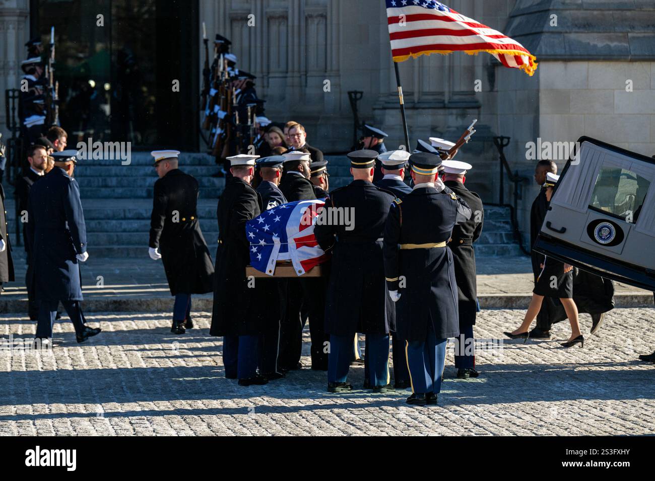 The casket of of former United States President Jimmy Carter arrives ...