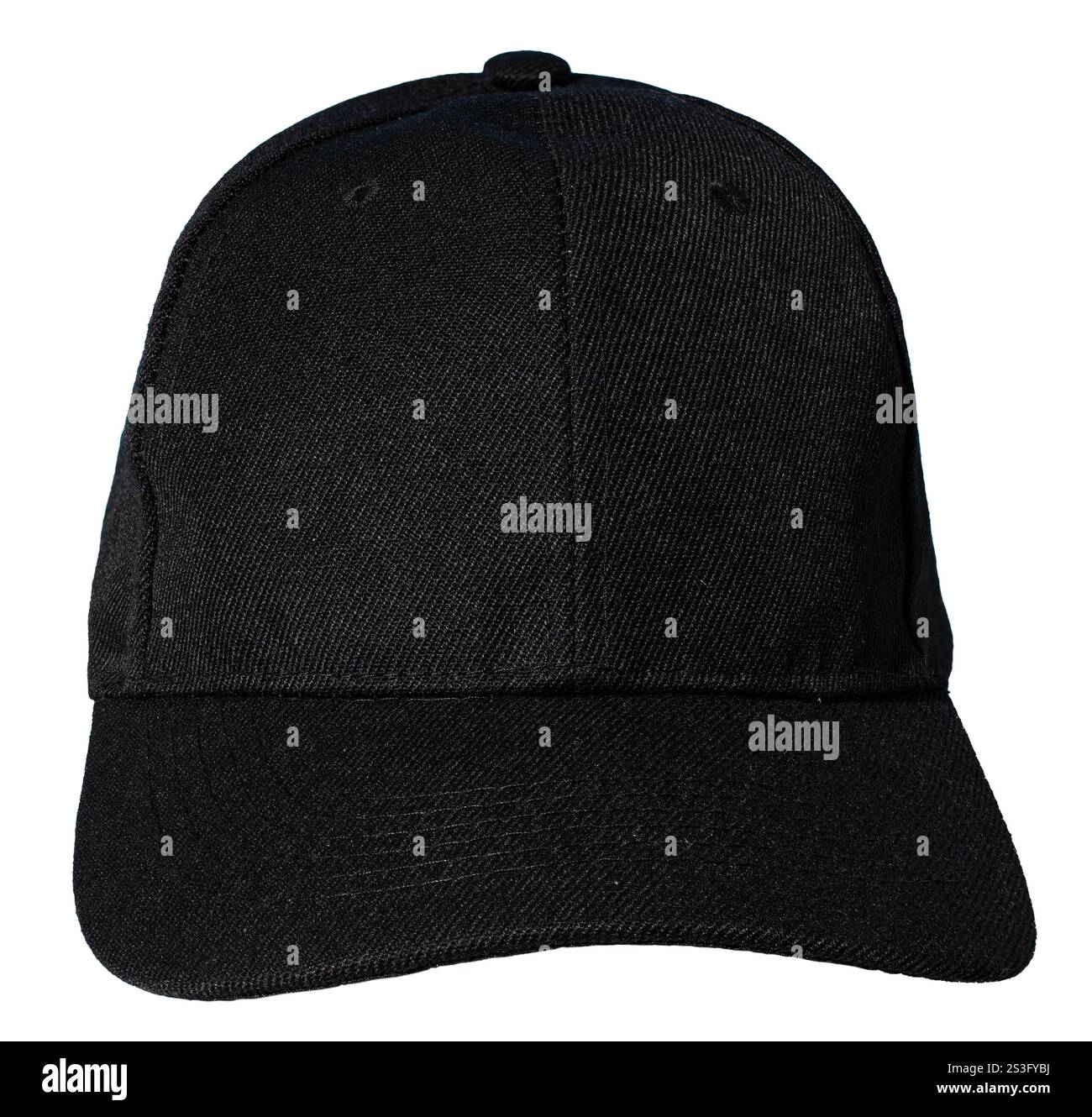 Front view of Blank black baseball cap isolated on white background ...