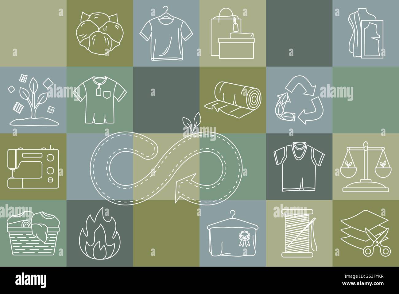 Circular fashion economy concept. Banner with icons representing ...