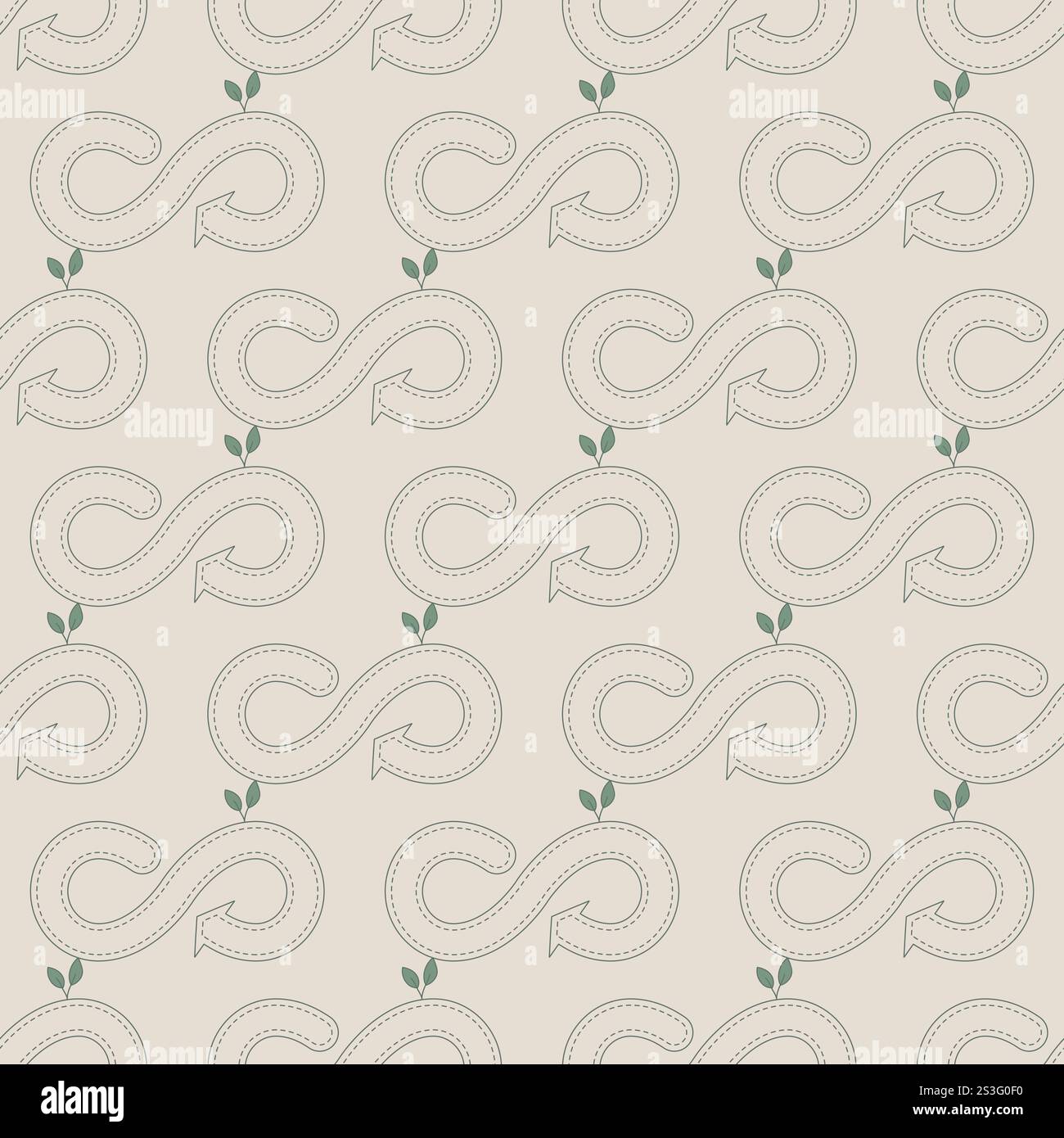 Seamless pattern of sustainable fashion. Green eco infinity symbol ...