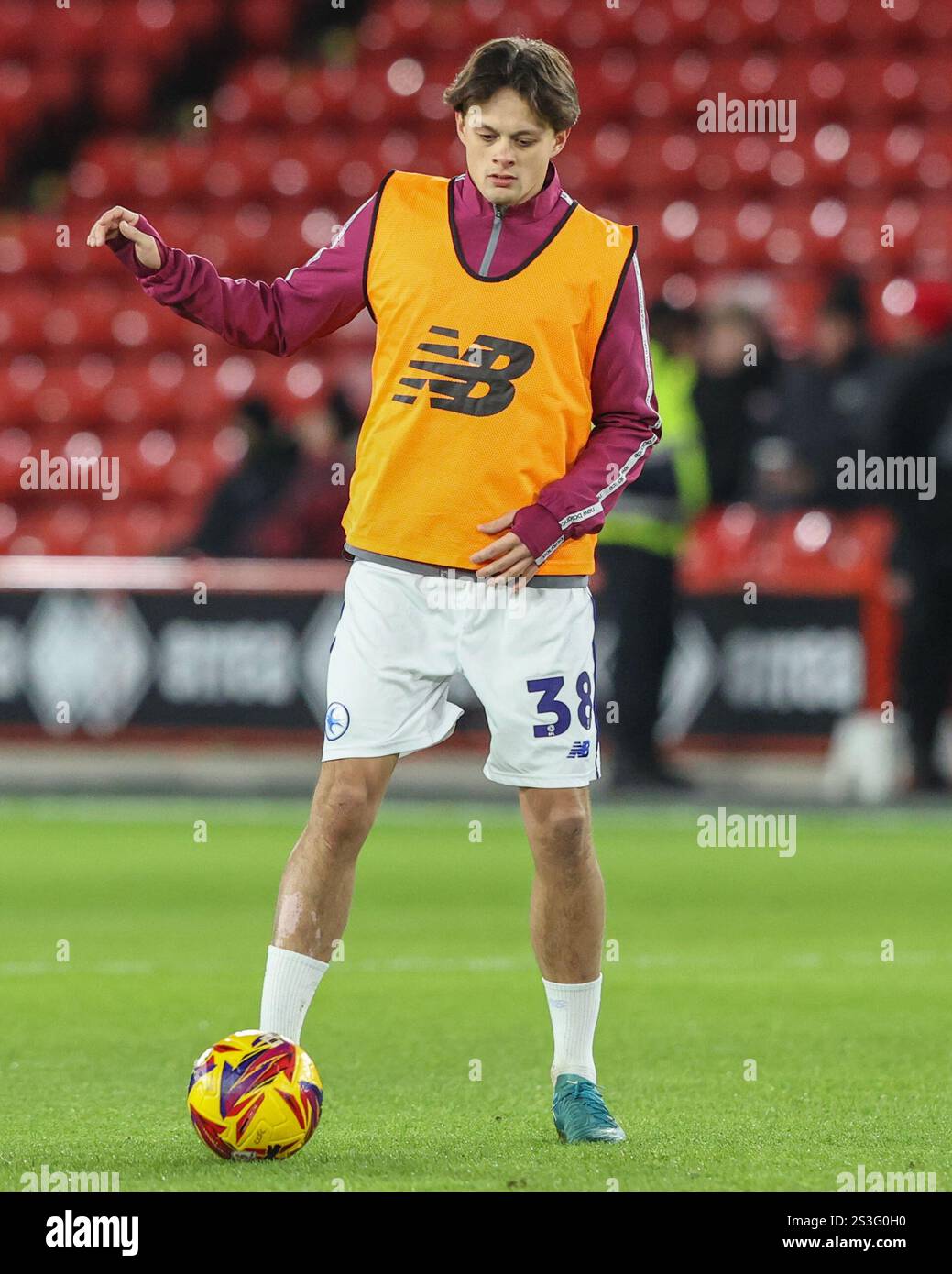 Sheffield, UK. 09th Jan, 2025. Perry Ng of Cardiff City in the pregame ...