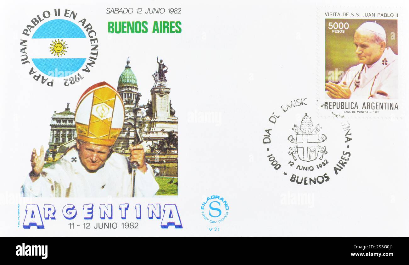 Letter with cancelled postage stamp printed by Argentina, that ...