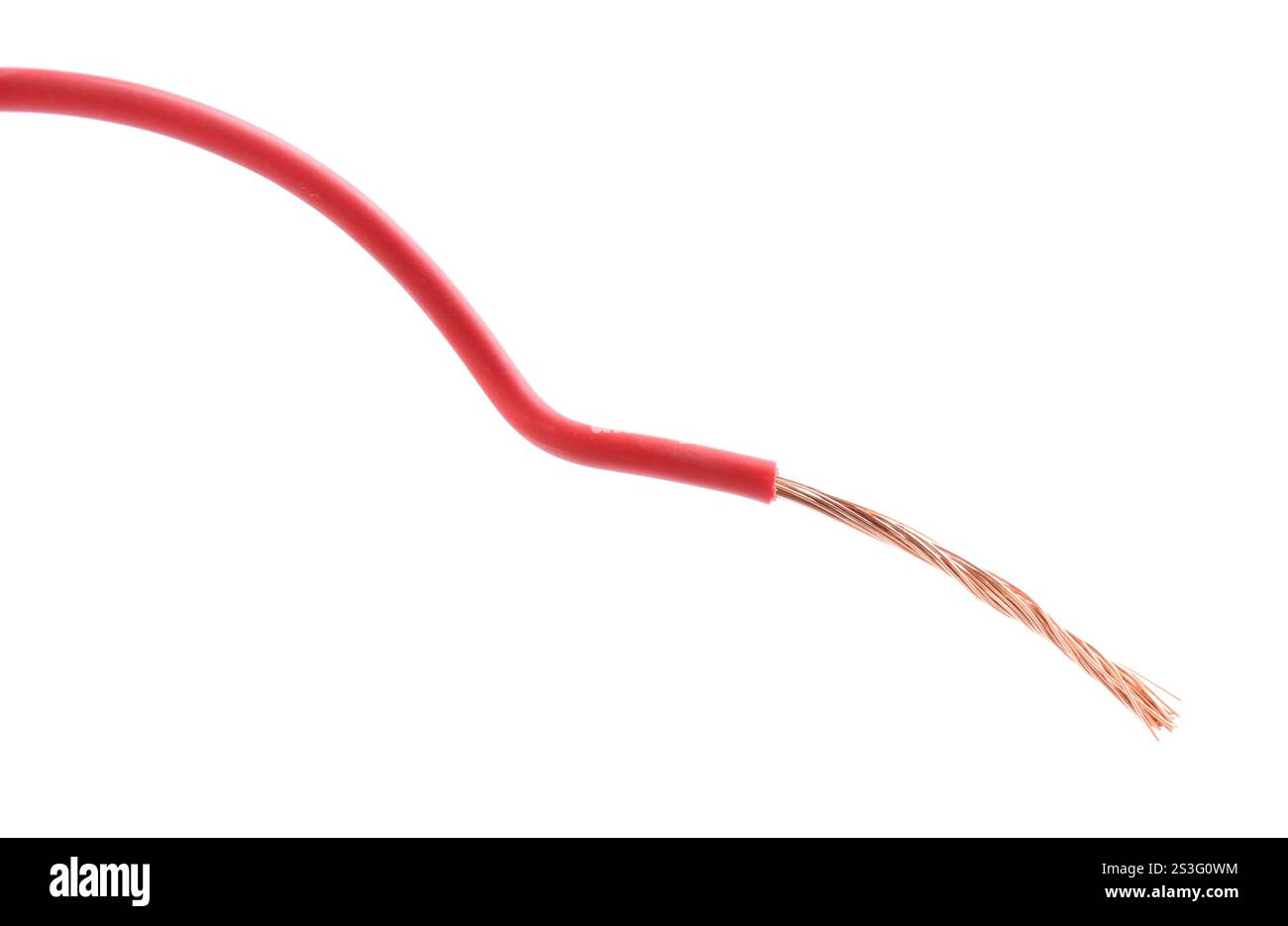 Stripped electrical wire with copper strands isolated on white Stock ...