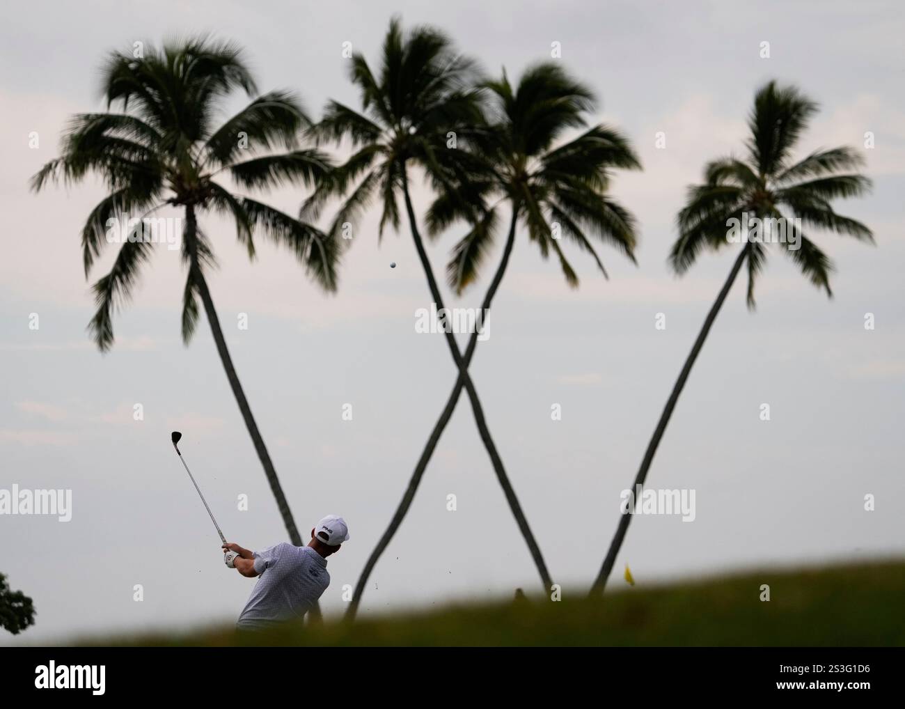 Sam Stevens hits on to the 16th green during the first round of the ...