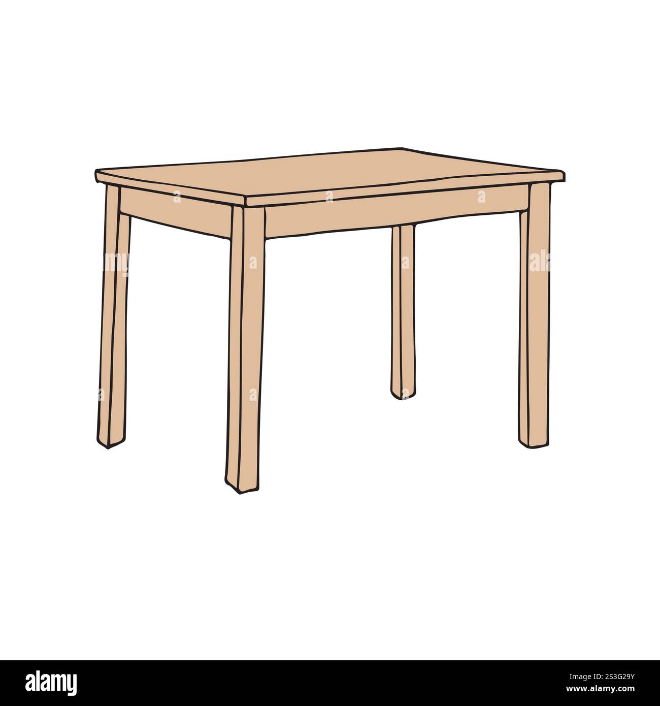 Vector hand drawn sketch doodle colored table isolated on white ...