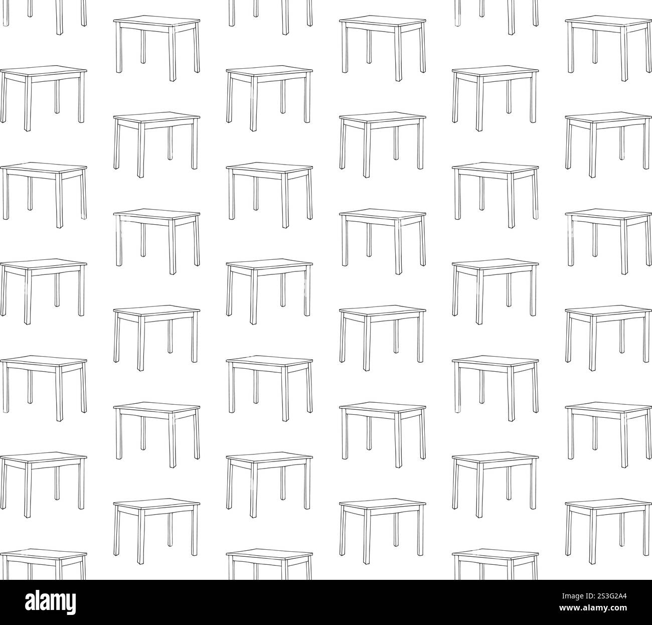 Vector seamless pattern of hand drawn sketch doodle outline table ...