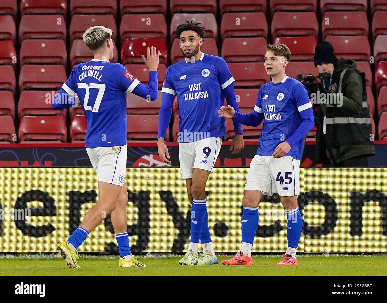 Sheffield, UK. 9th Jan, 2025. Cian Ashford of Cardiff City celebrates ...
