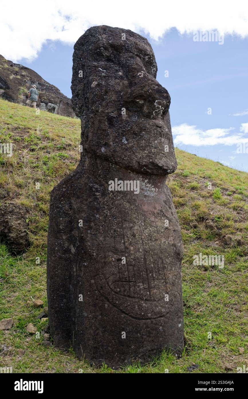 Moai (monolithic statues) at Rano Raraku, the quarry where most were ...