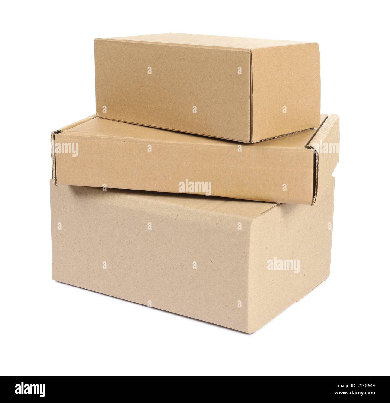 Stack of cardboard parcel boxes isolated on white Stock Photo - Alamy