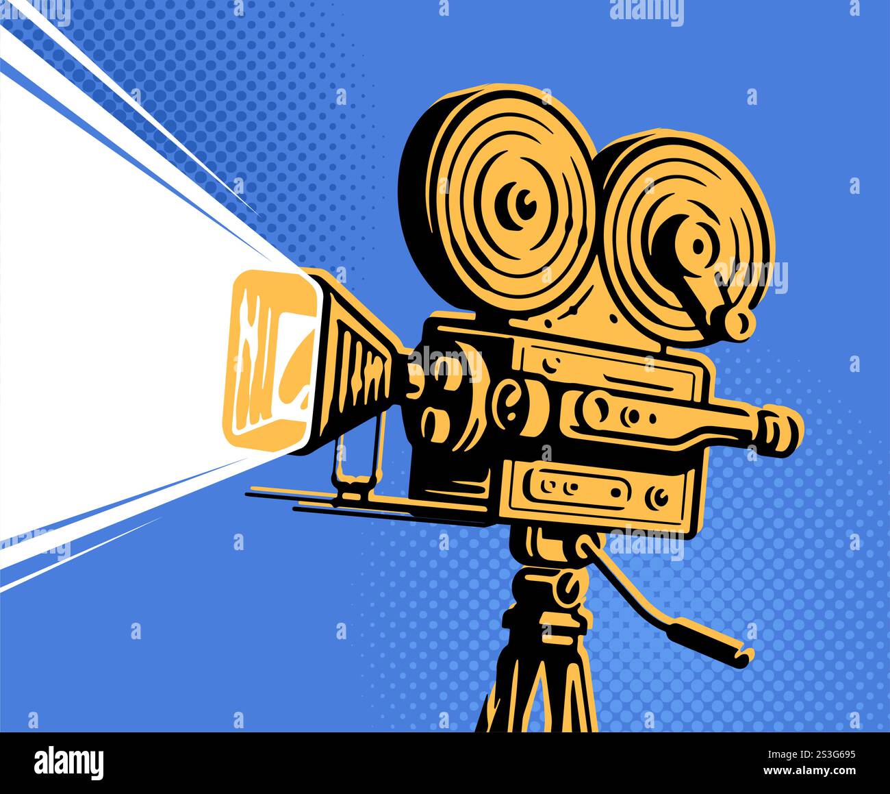 Retro movie video camera with film reels. Cinema, television vector illustration Stock Vector ...