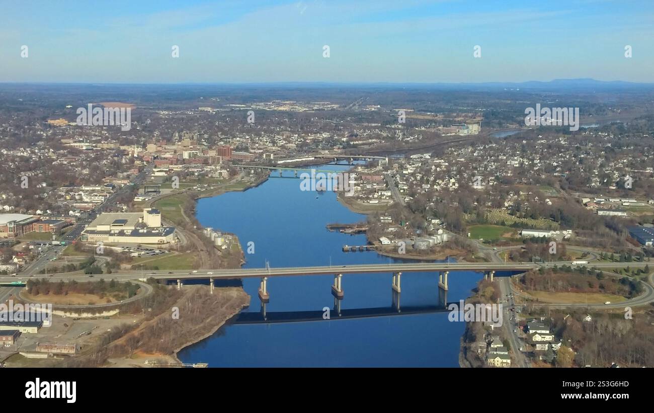 Bangor Maine Penobscot River and Bridges Overhead View Stock Photo - Alamy