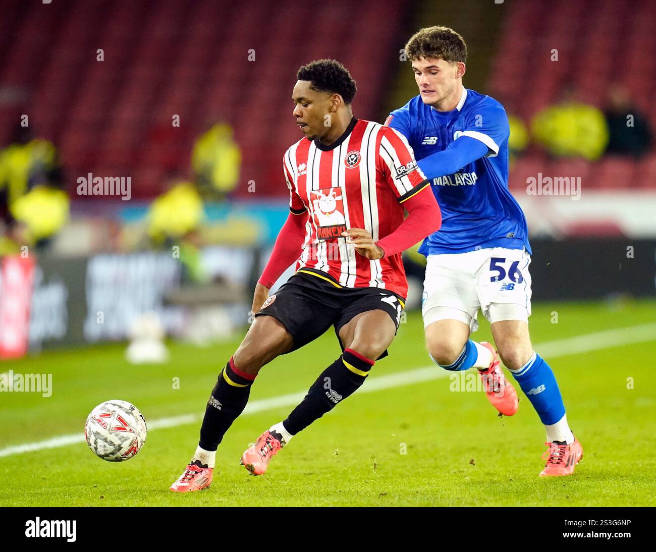 Sheffield United's Jamal Baptiste (left) and Cardiff City's Luke Pearce ...