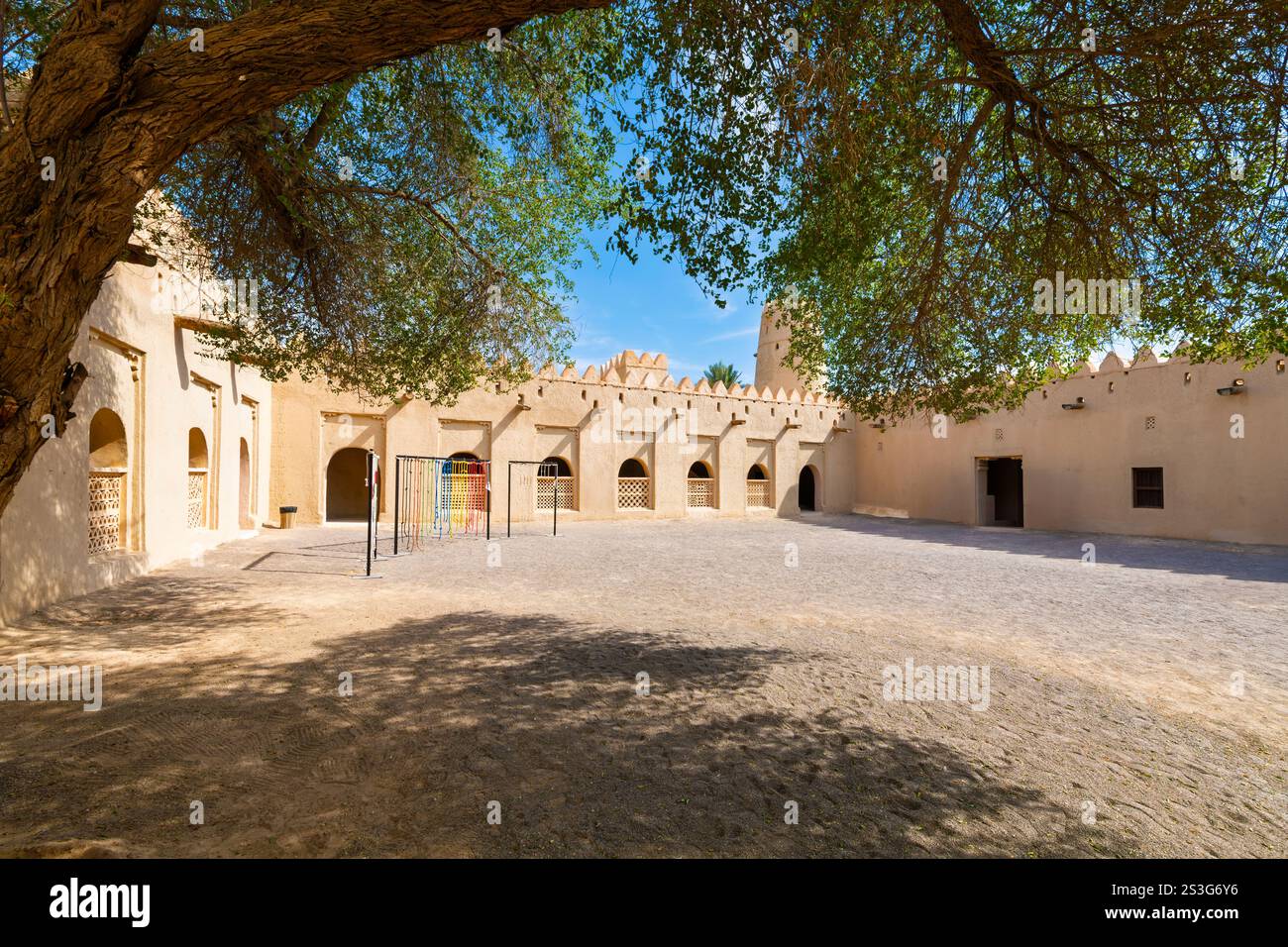 A small courtyard inside the historic Al Jahili Fort, in Al Ain, Abu ...