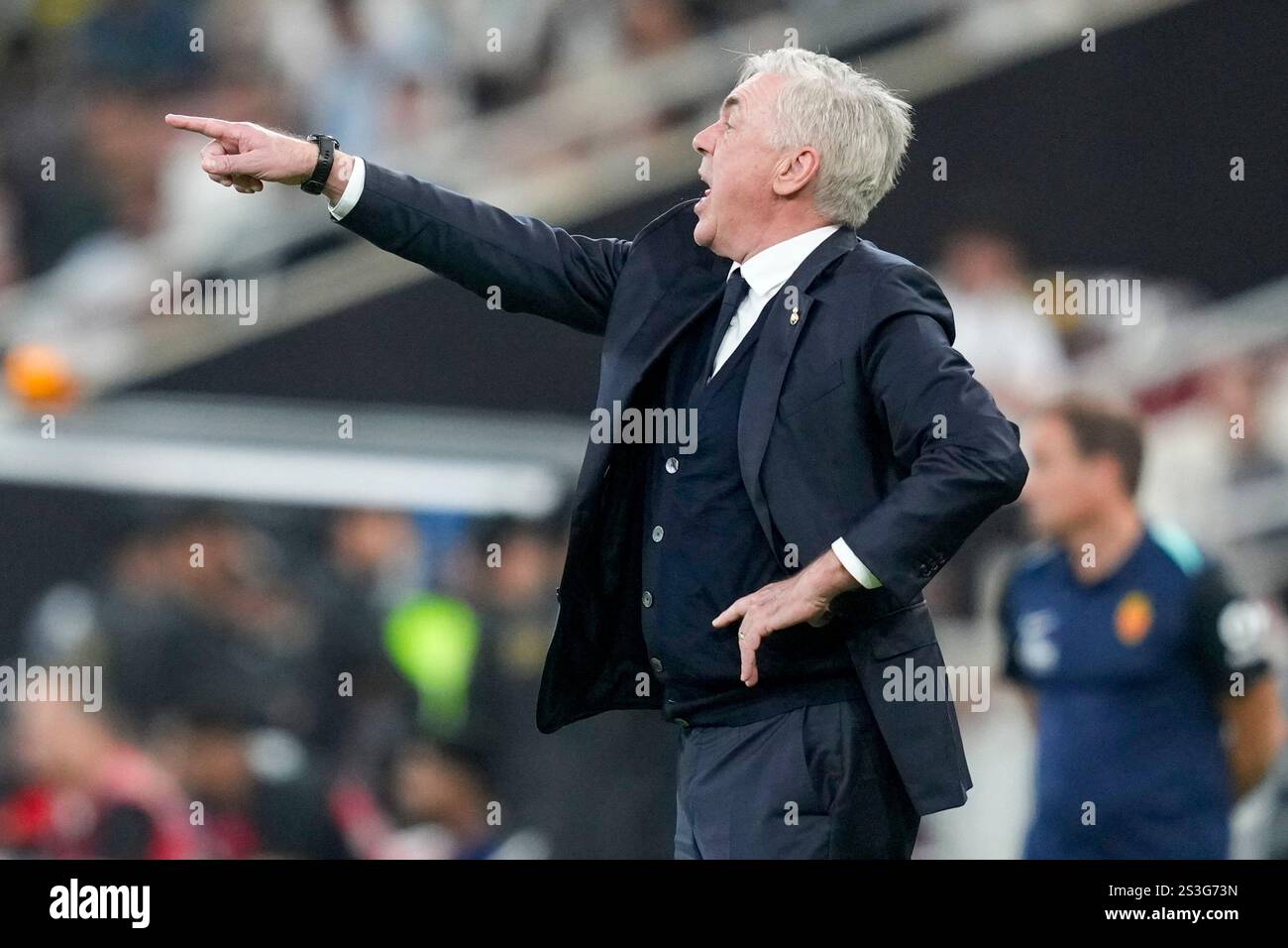 Real Madrid's head coach Carlo Ancelotti gestures during the Spanish ...