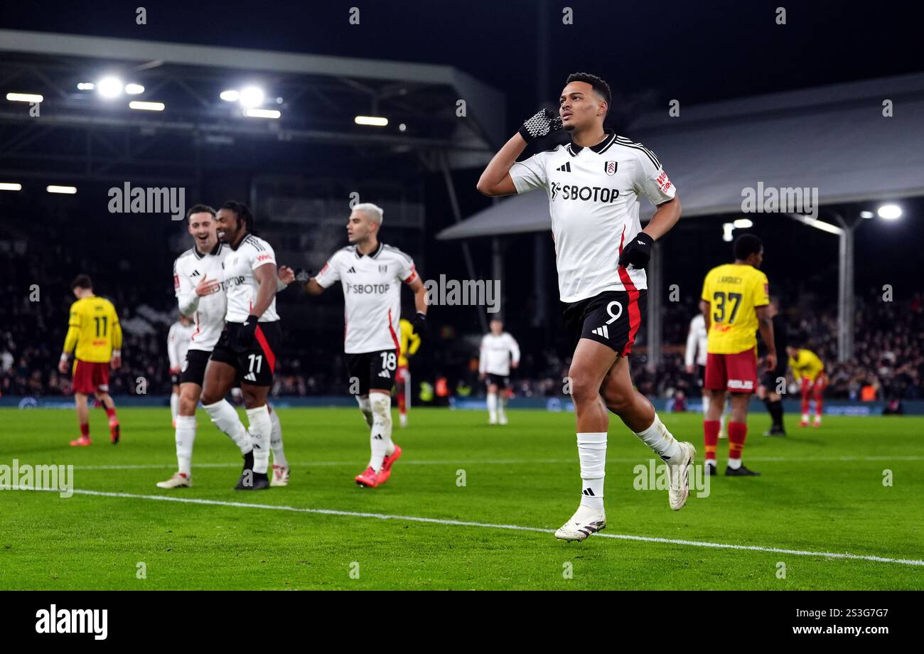 Fulham's Rodrigo Muniz celebrates scoring their side's first goal of ...