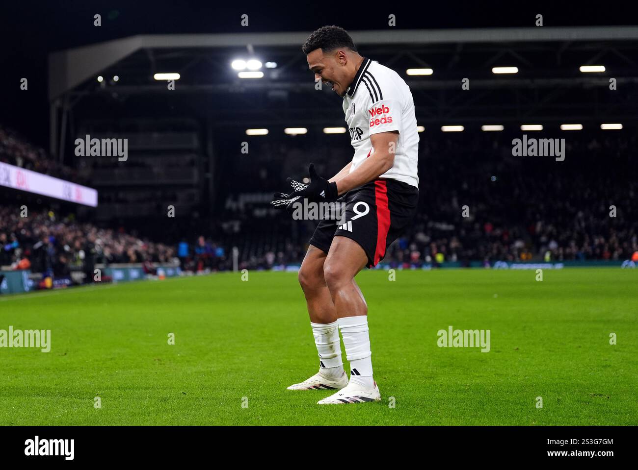 Fulham's Rodrigo Muniz celebrates scoring their side's first goal of ...