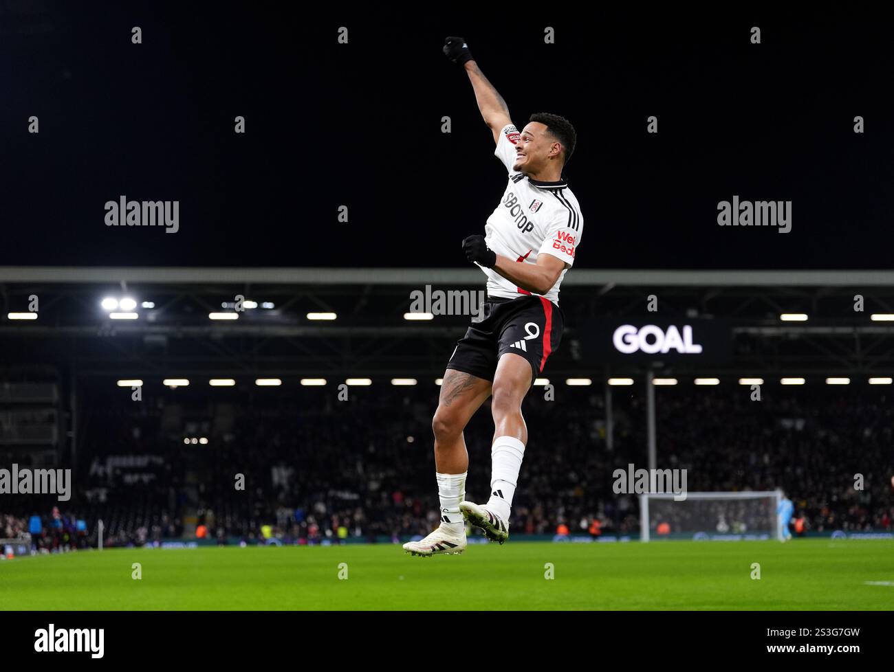 Fulham's Rodrigo Muniz celebrates scoring their side's first goal of ...
