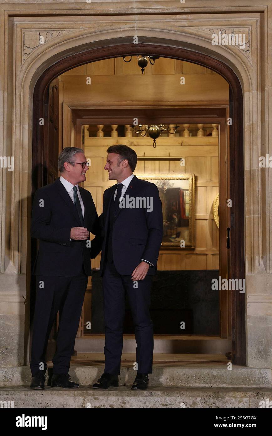 British Prime Minister Keir Starmer, left, meets French President ...