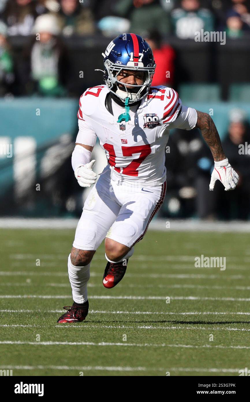 New York Giants wide receiver Wan'Dale Robinson (17) runs a route during an NFL football game ...