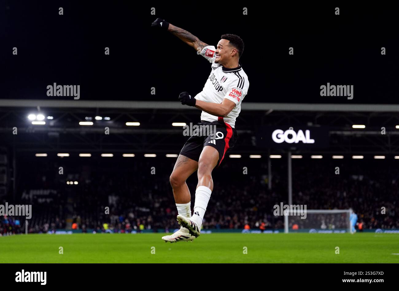 Fulham's Rodrigo Muniz celebrates scoring their side's first goal of ...