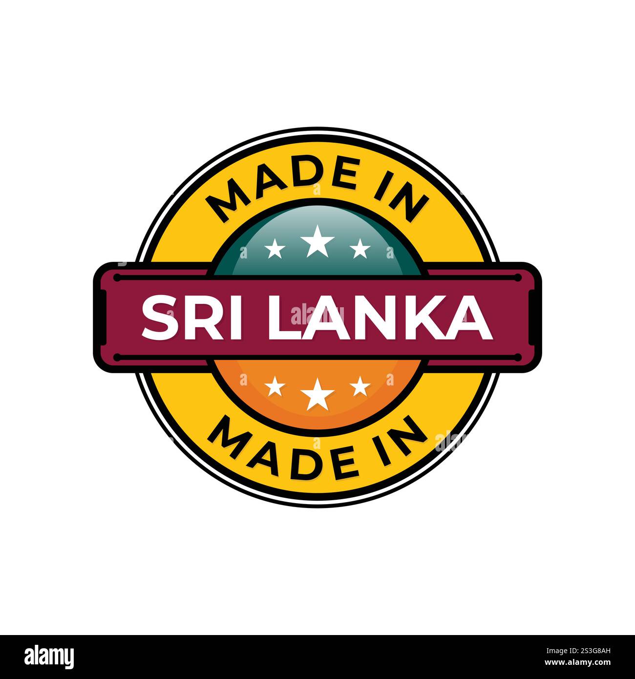 Made in Sri Lanka label icon emblem isolated on white background ...