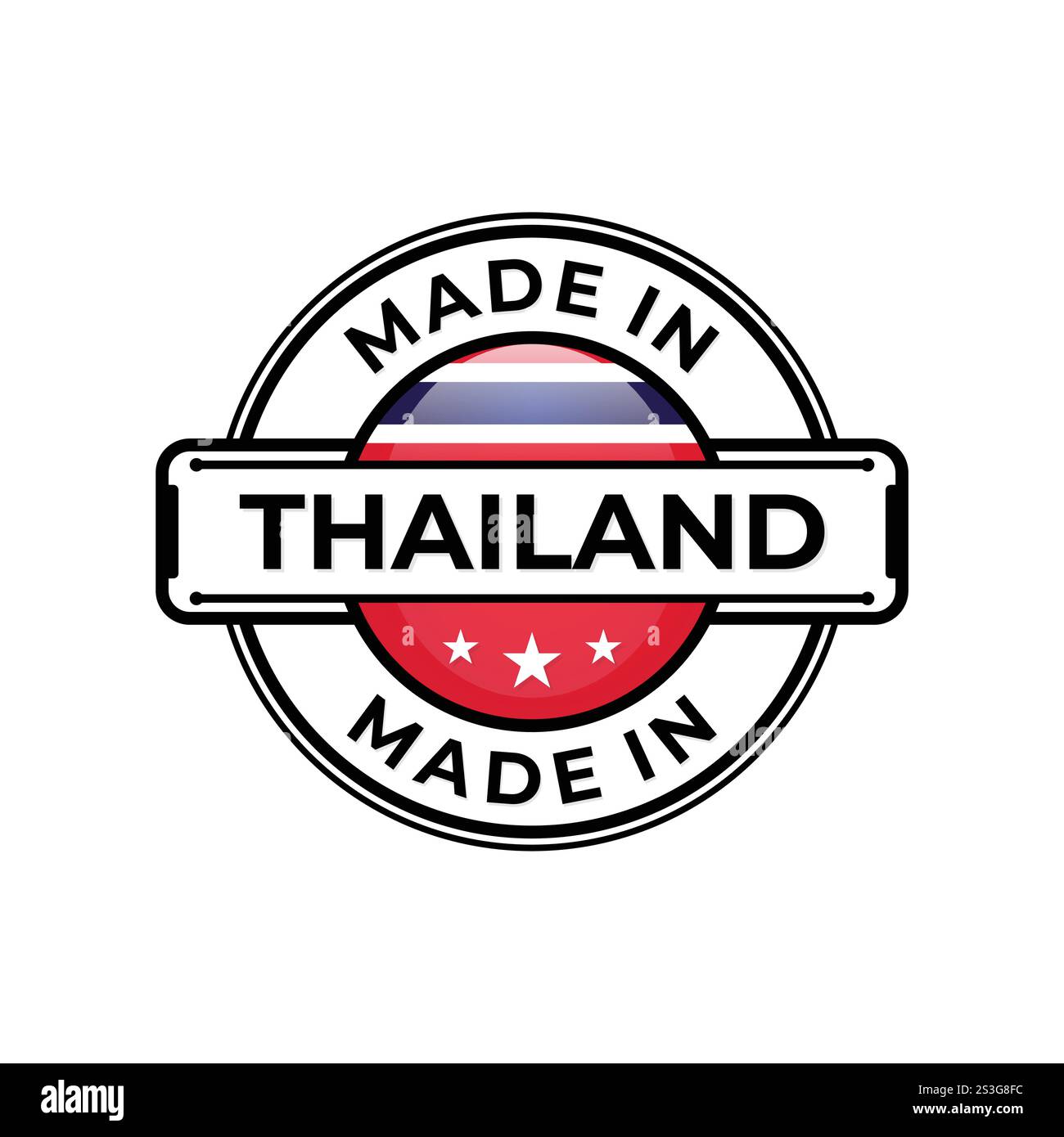 Made in Thailand label icon emblem isolated on white background. Vector ...