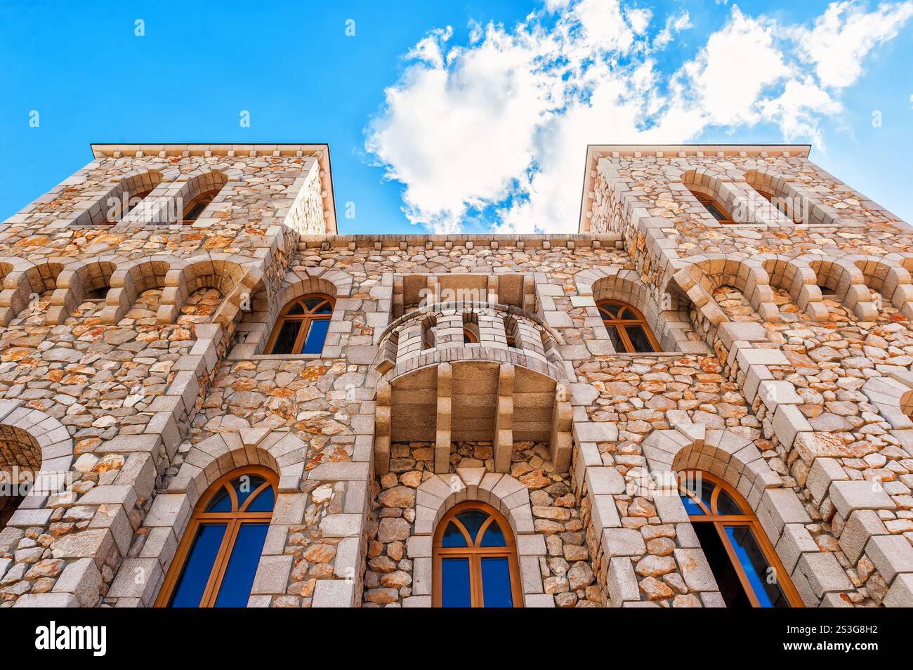 Architectural details of the stone castle in Mediterranean style Stock ...