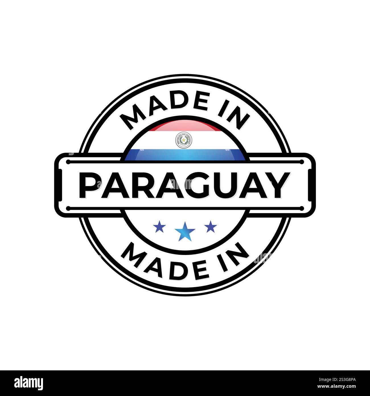 Made in Paraguay label icon emblem isolated on white background. Vector ...