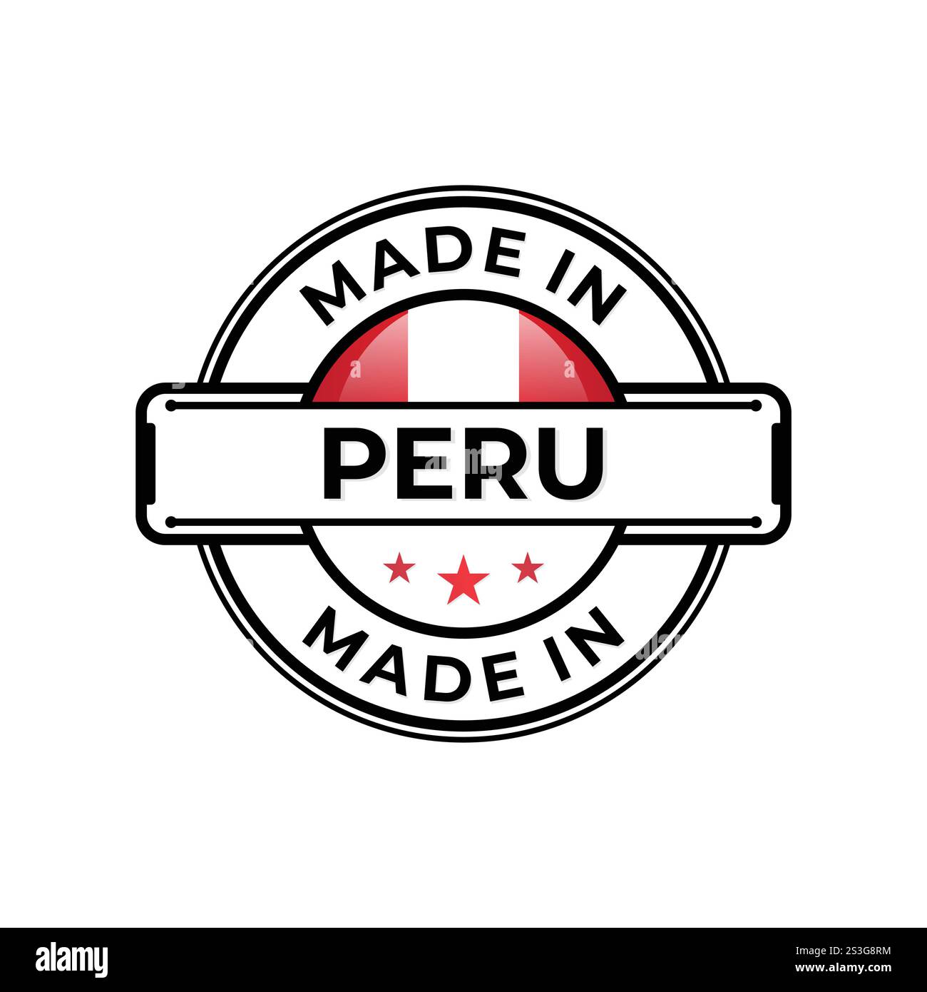 Made in Peru label icon emblem isolated on white background. Vector ...