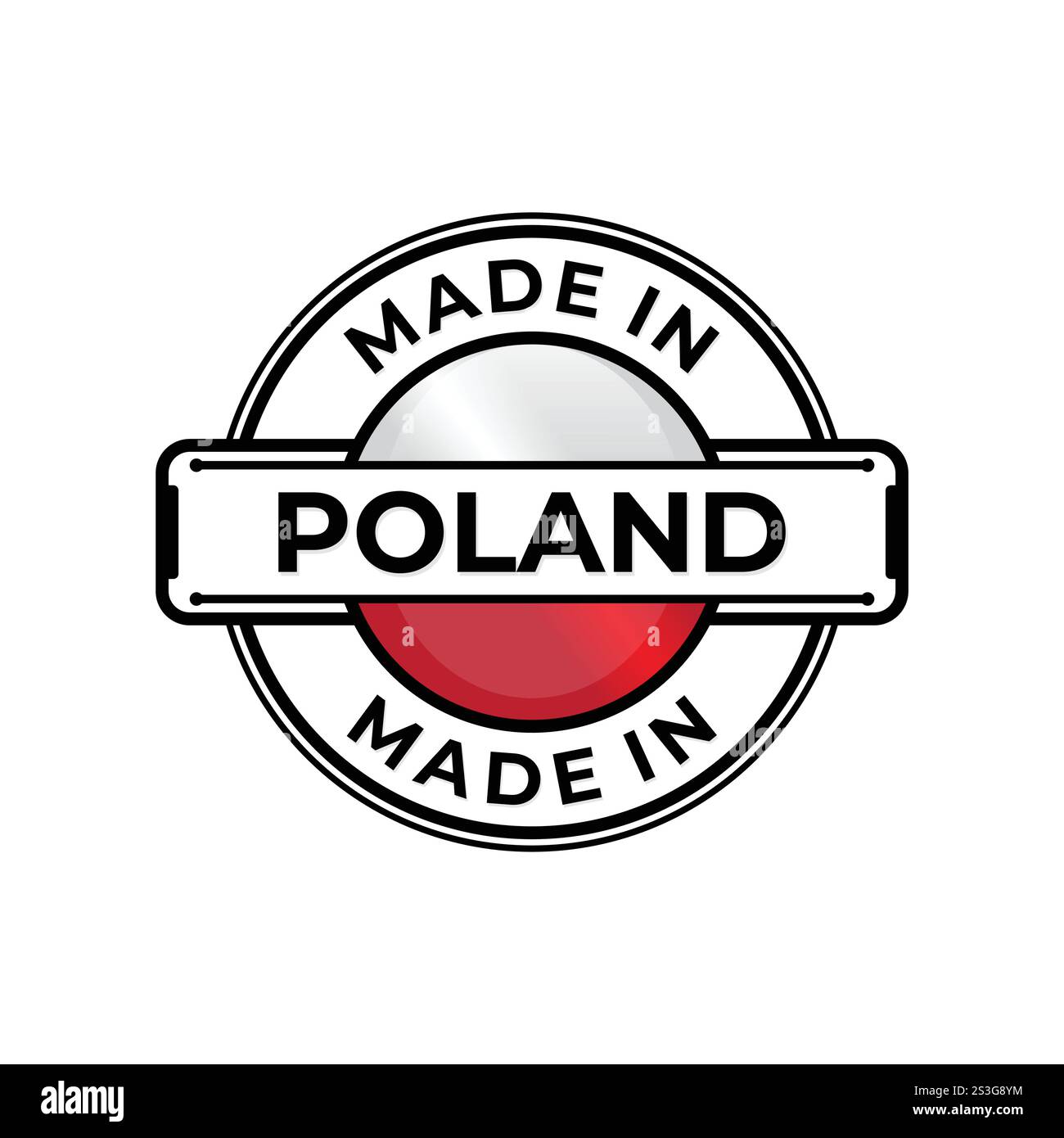 Made in Poland label icon emblem isolated on white background. Vector ...