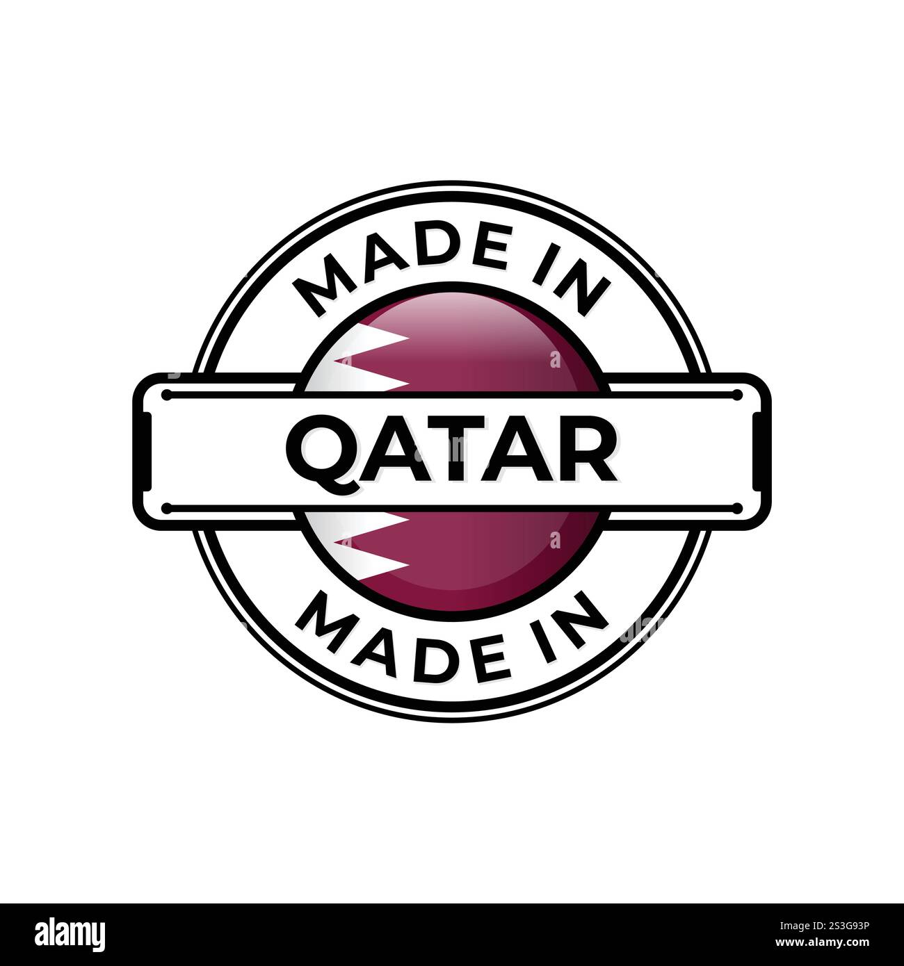 Made in Qatar label icon emblem isolated on white background. Vector ...