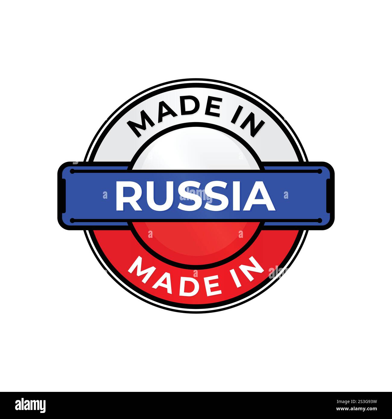 Made in Russia label icon emblem isolated on white background. Vector ...