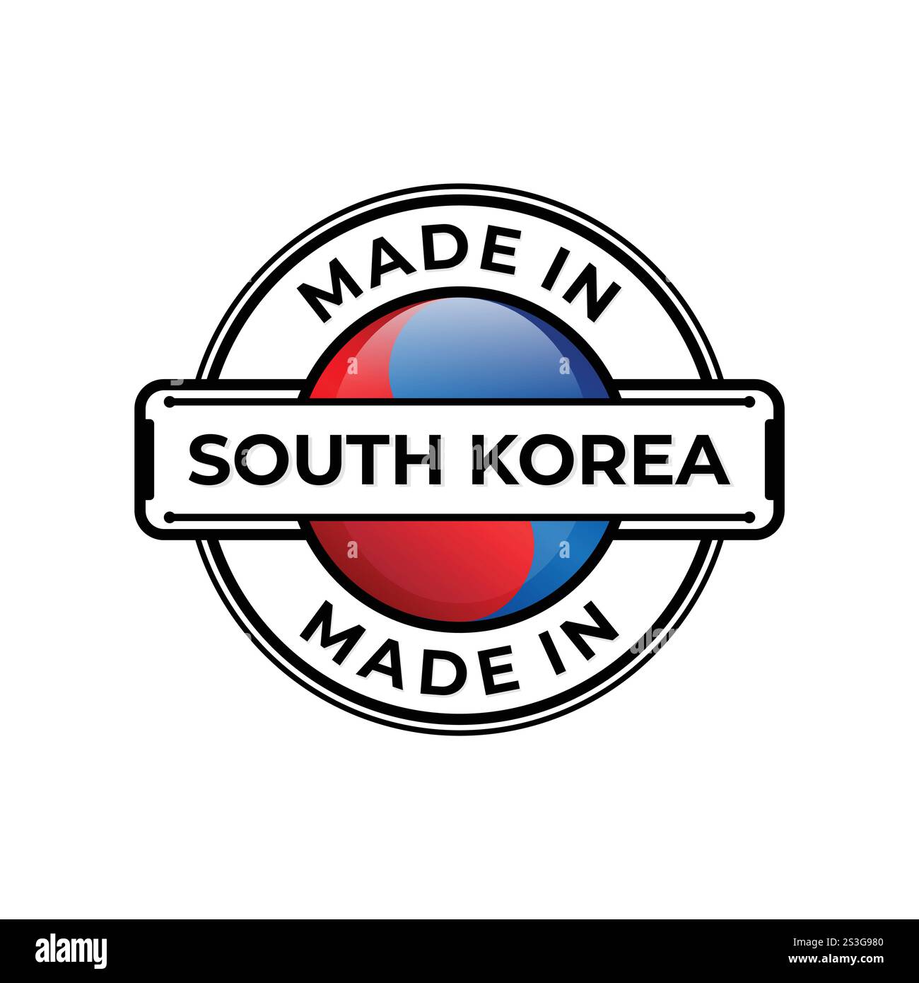 Made in South Korea label icon emblem isolated on white background ...