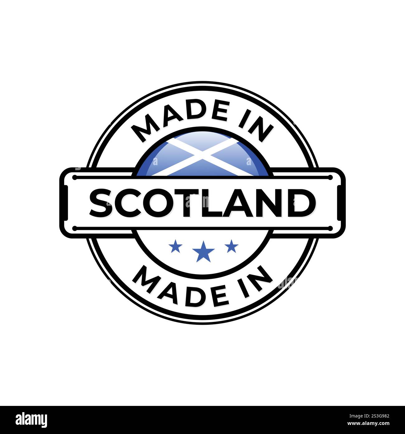 Made in Scotland label icon emblem isolated on white background. Vector ...