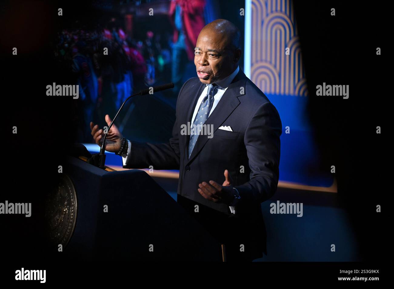 New York, USA. 09th Jan, 2025. New York City Mayor Eric Adams speaks ...