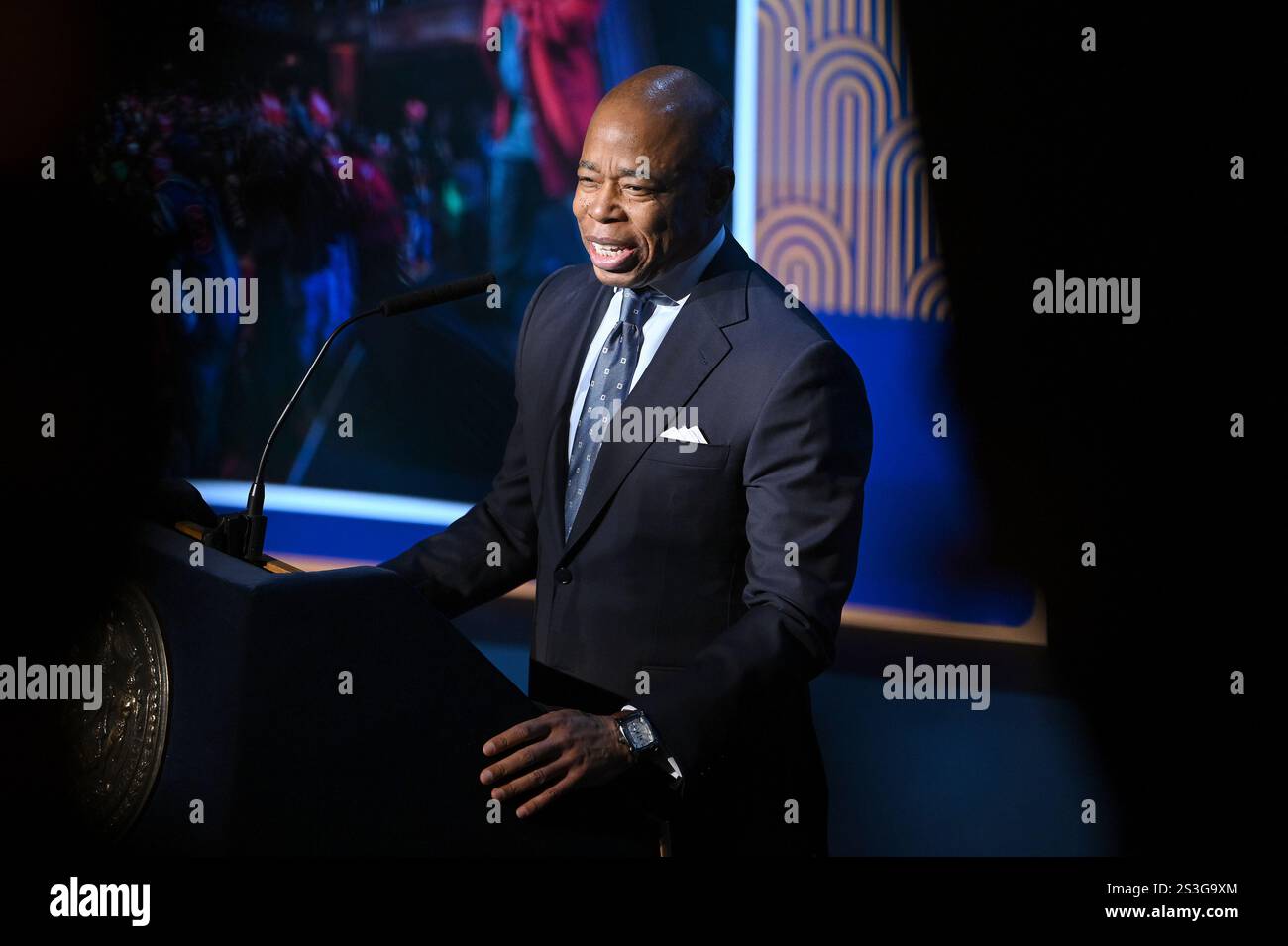 New York, USA. 09th Jan, 2025. New York City Mayor Eric Adams speaks ...