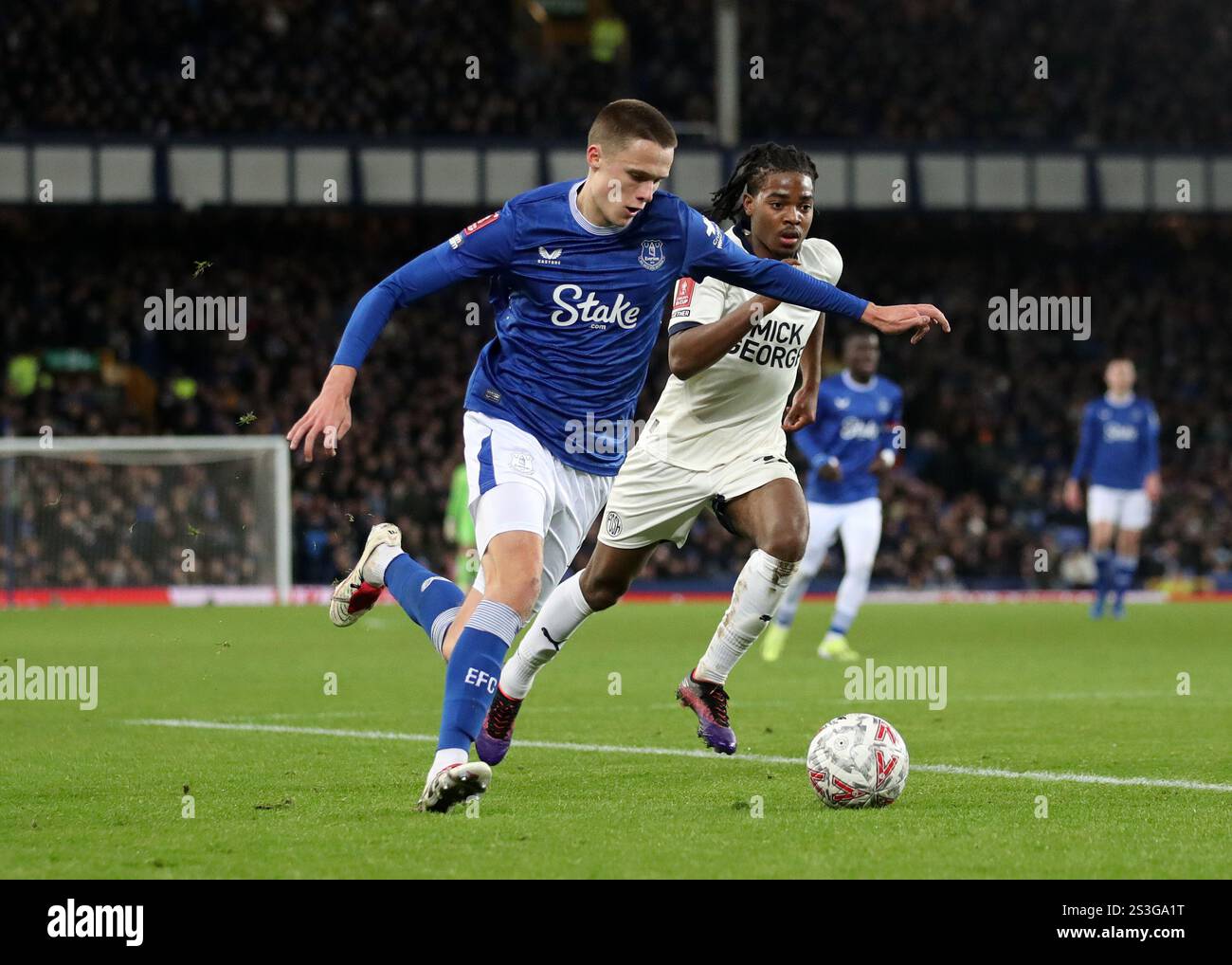 Liverpool, UK. 9th Jan, 2025. Harrison Armstrong of Everton during the ...
